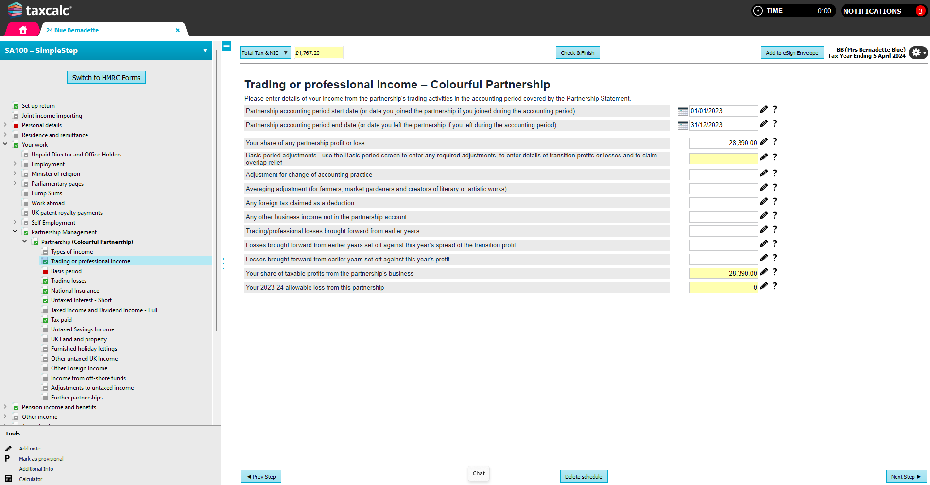 Basis Period Transition for Partners in 2023/24 - Knowledge Base - TaxCalc